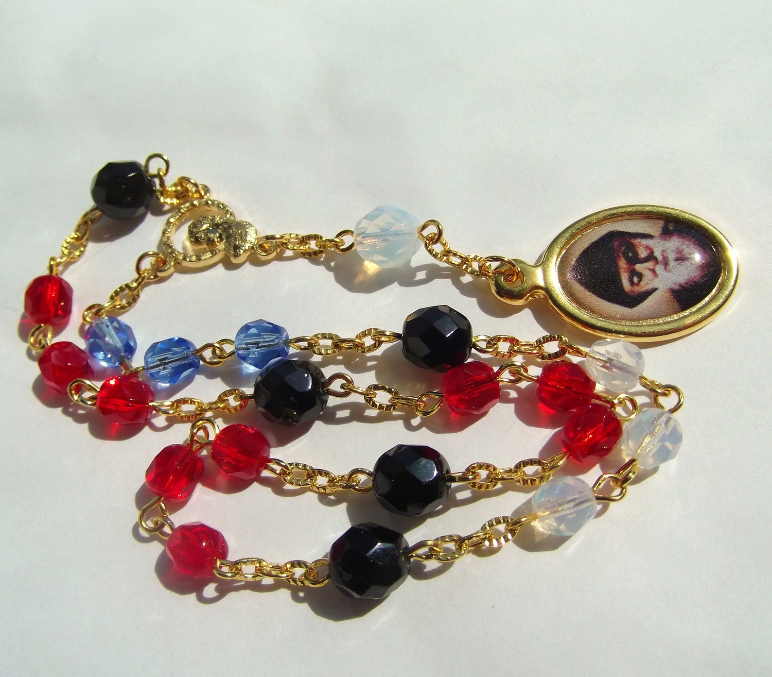 Glass Bead Gold Chaplet of Saint Charbel | Etsy