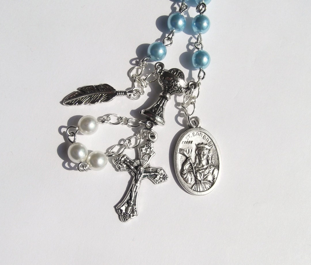 Chaplet of Saint Barbara Glass Pearl Handmade Rosary - Etsy