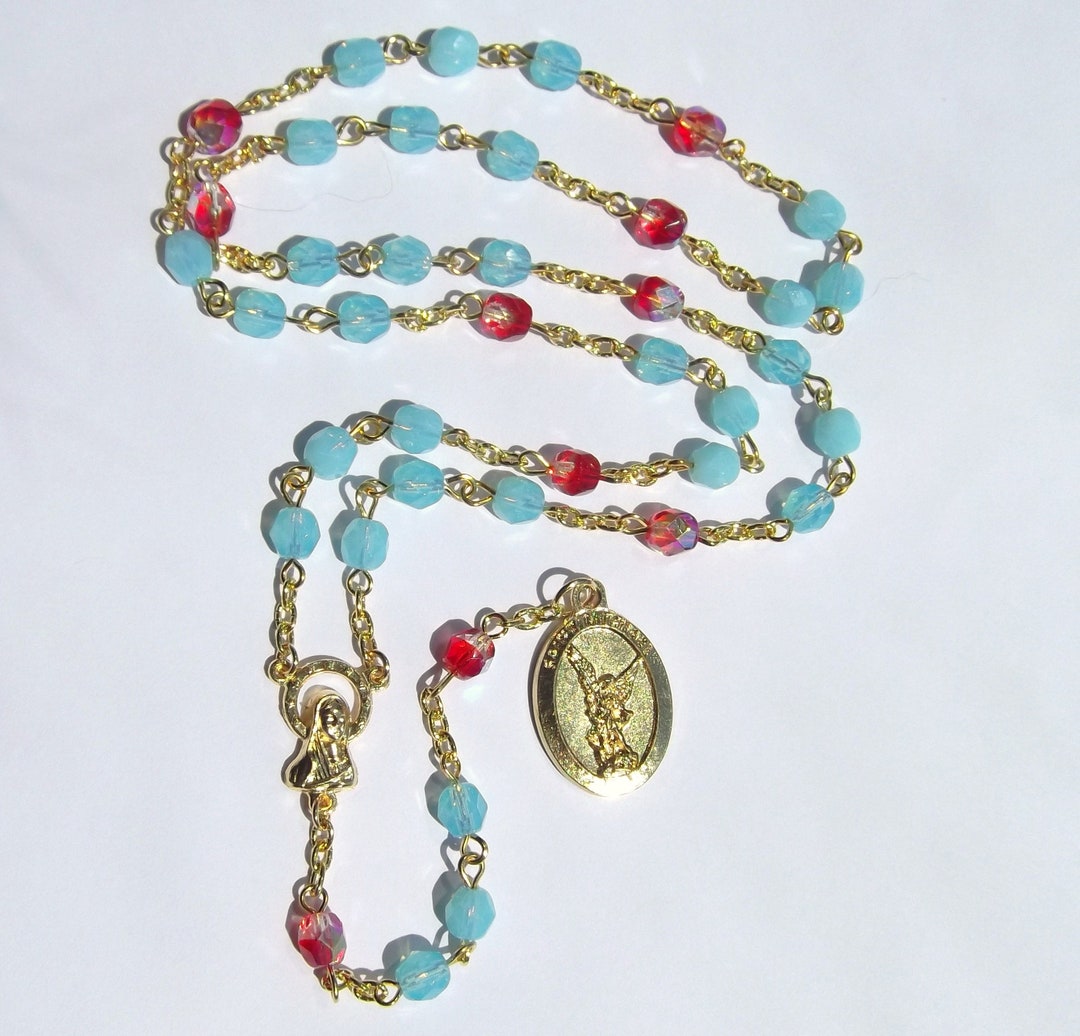 Gold Saint Michael Chaplet: Angelic Crown Rosary With Glass Beads - Etsy