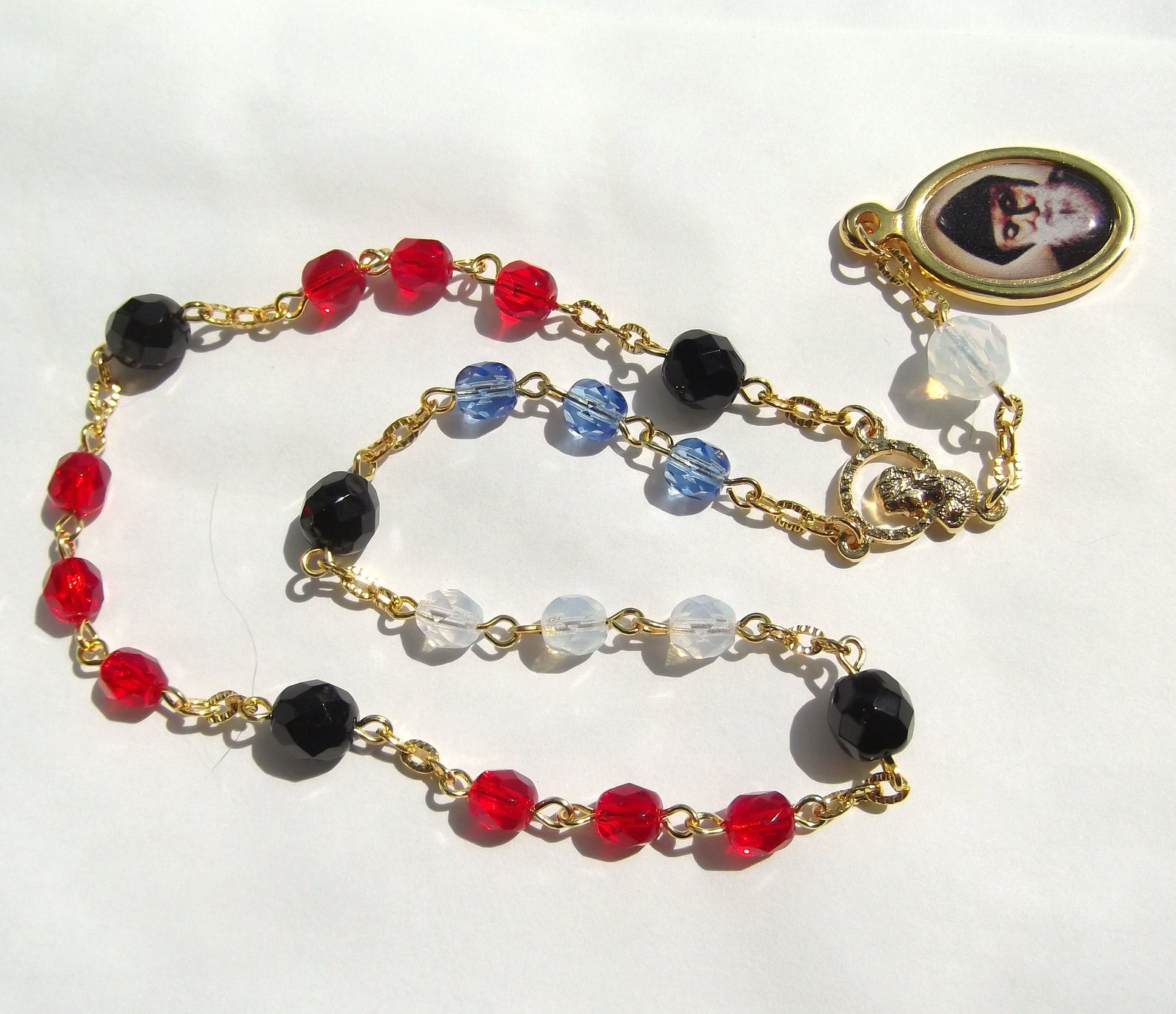 Glass Bead Gold Chaplet of Saint Charbel | Etsy