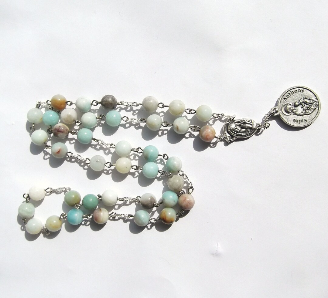 Rainbow Amazonite Handmade Chaplet of Saint Anthony of Padua - Etsy