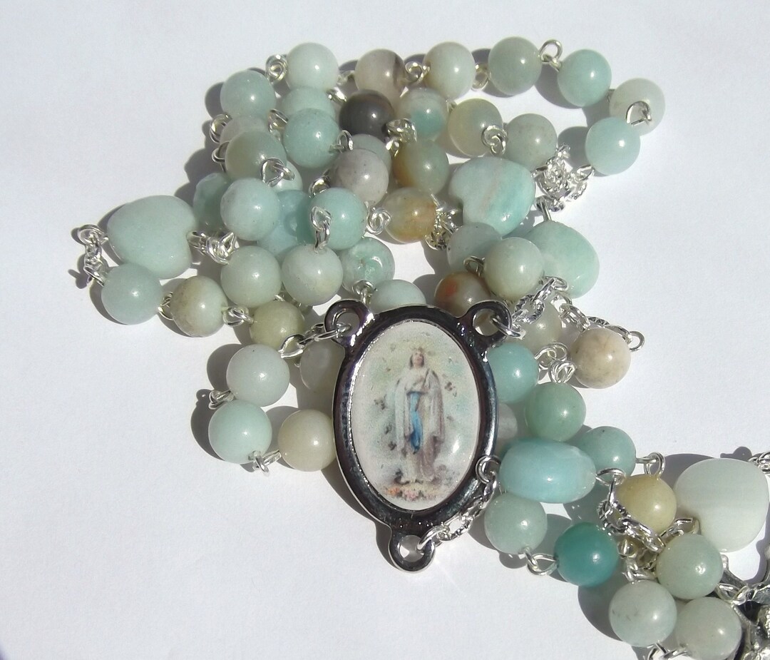 Natural Rainbow Amazonite Handmade May Queen of Heaven Rosary - Etsy