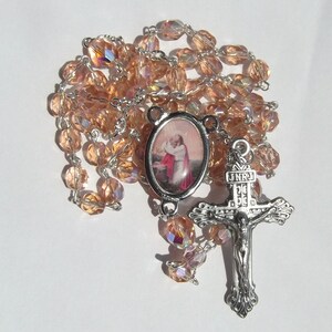 Jesus Praying Rose Peach AB Glass Bead Handmade Rosary - Etsy