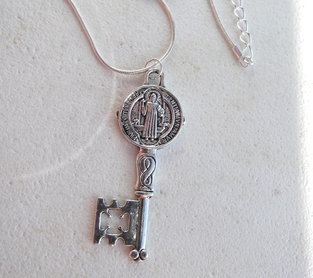 Saint Benedict Key Medal Necklace - Etsy