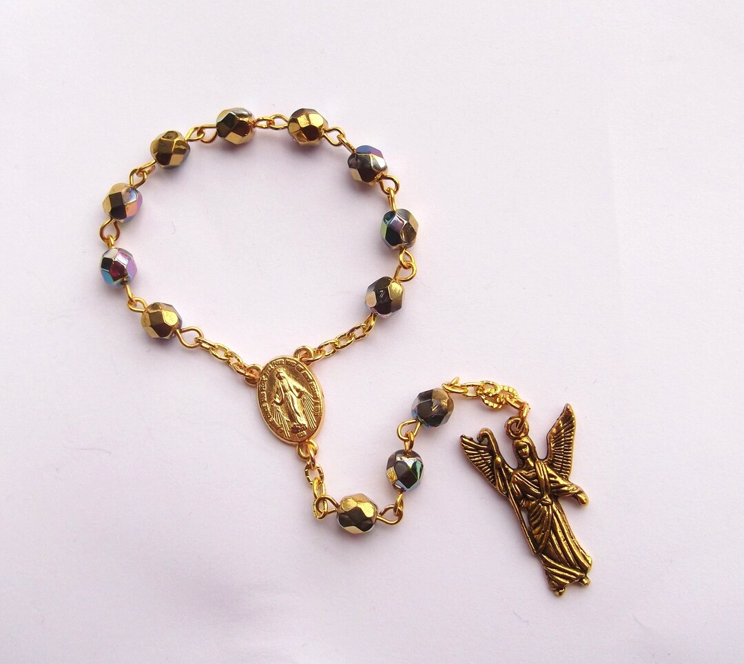 St. Raphael the Archangel Gold Faceted Glass Bead Chaplet - Etsy