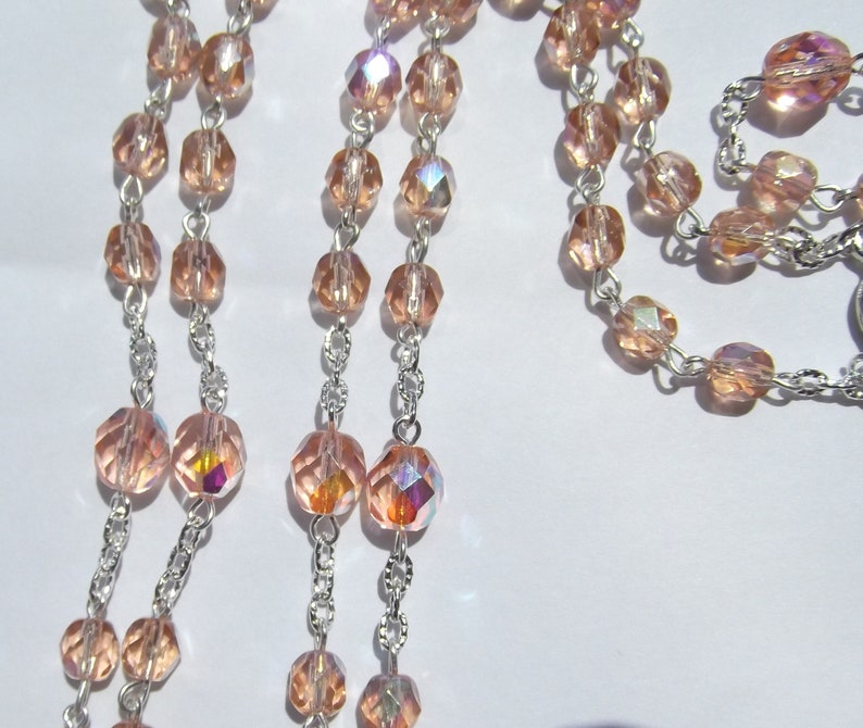 Jesus Praying Rose Peach AB Glass Bead Handmade Rosary - Etsy