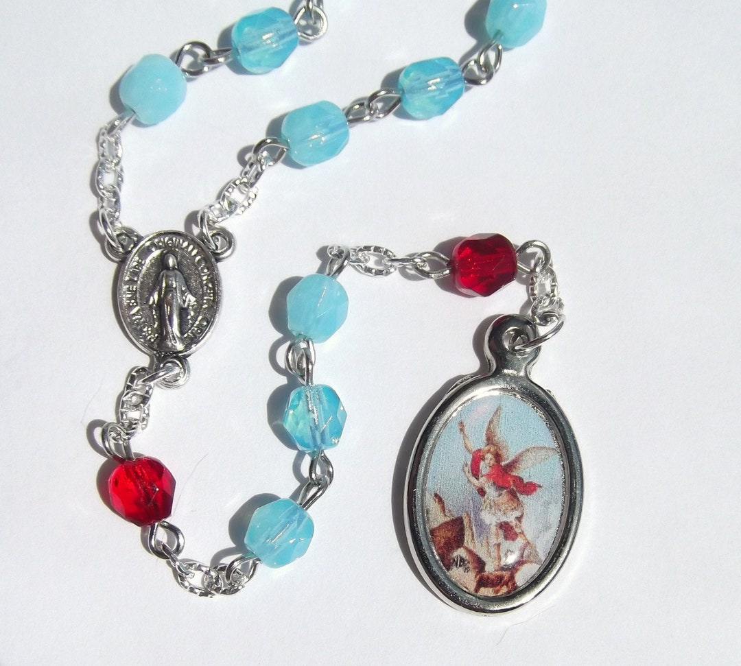Saint Michael Chaplet: Silver Angelic Crown With Faceted Glass Beads - Etsy