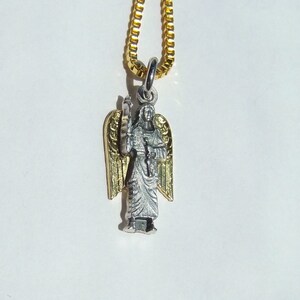 Archangel Charm Pendant Two Tone Necklace W Gold or Silver Chain - Etsy