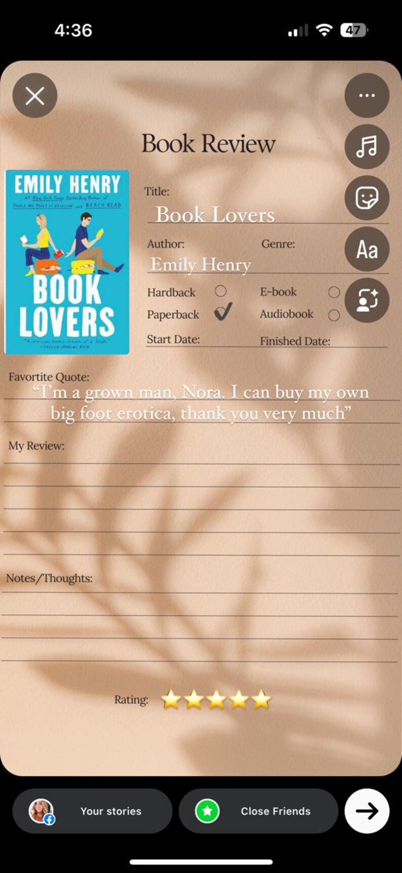 Instagram Story Book Review Template L JPEG File L Digital Book Reviews ...