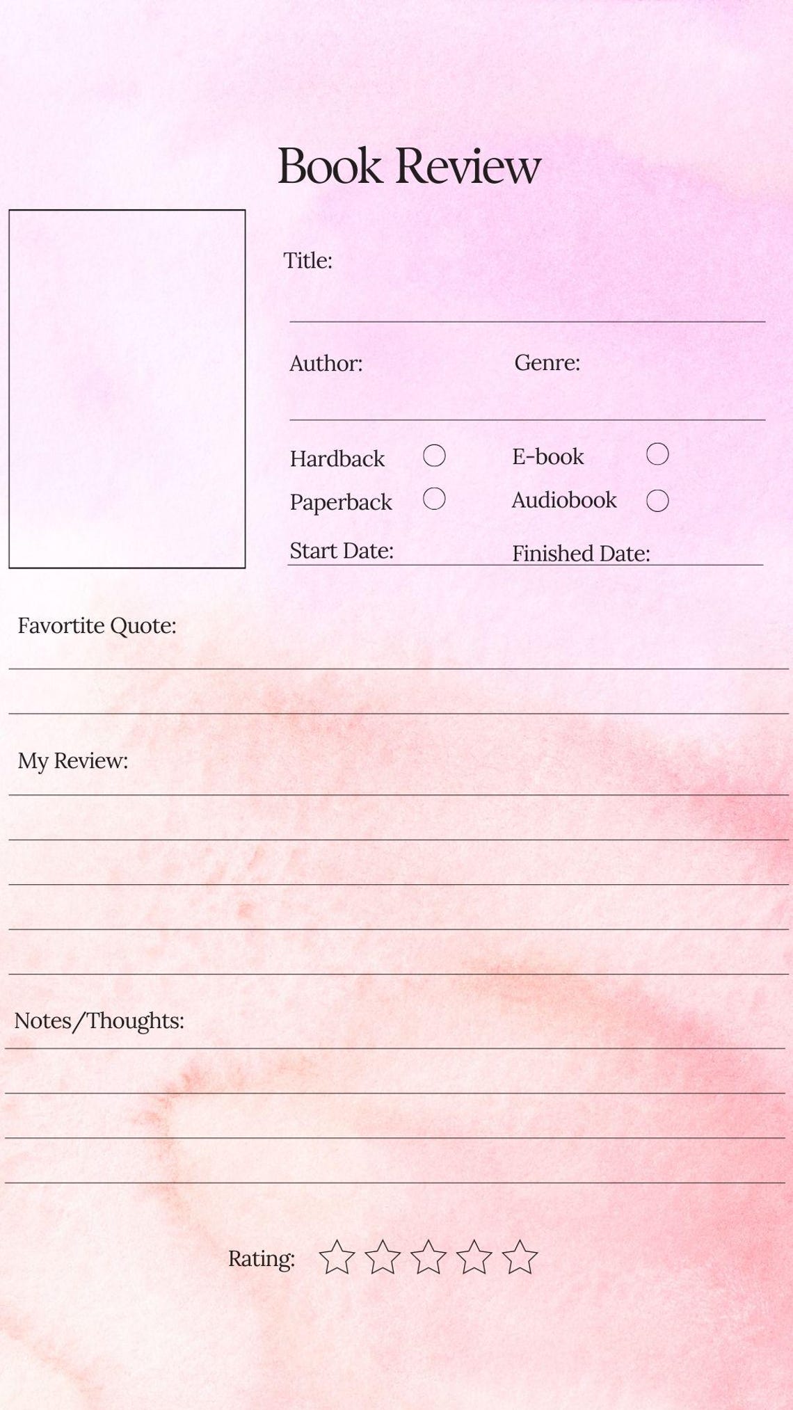 Instagram Story Book Review Template L JPEG File L Digital Book Reviews ...