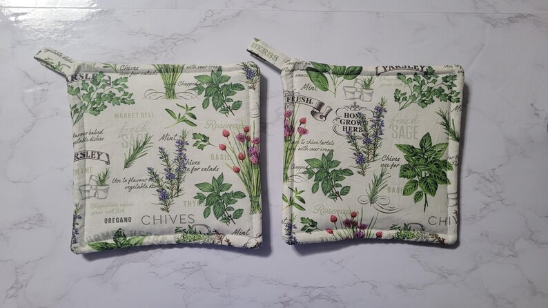 Garden Herb Pot Holders, Kitchen Hot Pads, Spring Kitchen Accessories ...