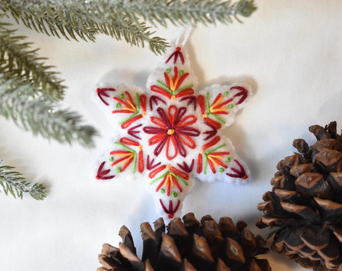 Hand-sewn Red and Green Felt Christmas Tree Ornaments, Colorful ...