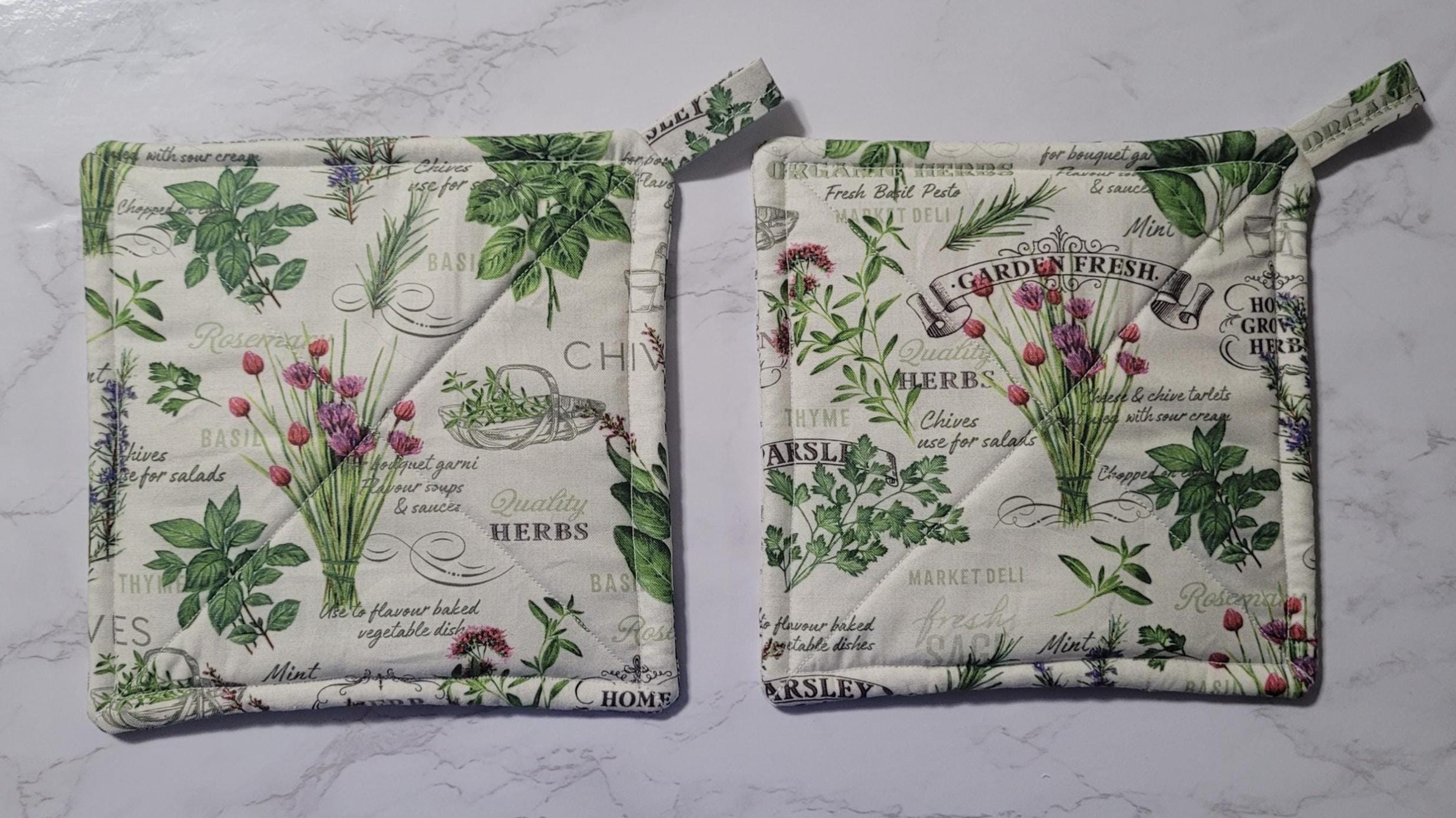 Garden Herb Pot Holders, Kitchen Hot Pads, Spring Kitchen Accessories ...