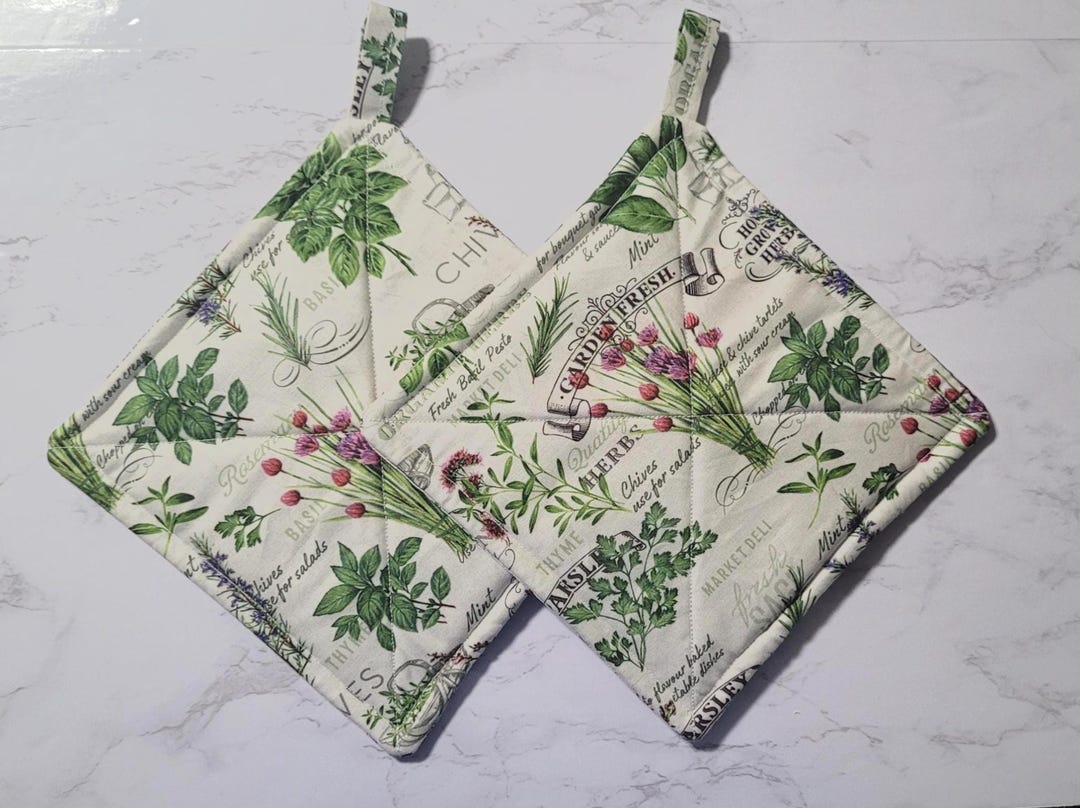 Garden Herb Pot Holders, Kitchen Hot Pads, Spring Kitchen Accessories ...