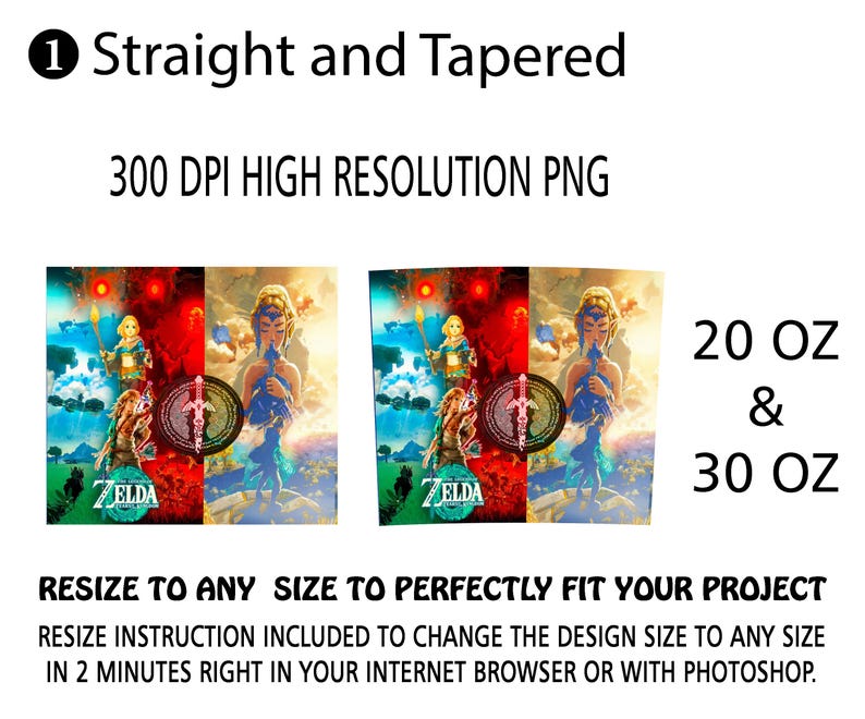 Zelda 20oz 30 Oz Skinny Tumbler DIGITAL Design,zelda Sublimation ...