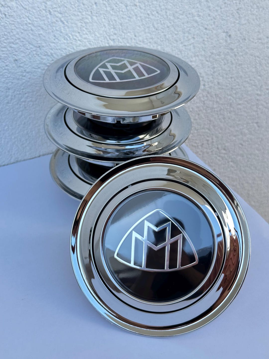 Set of 4 Maybach 145 Mm Mercedes Benz Chrome Silver Ghost Floating ...