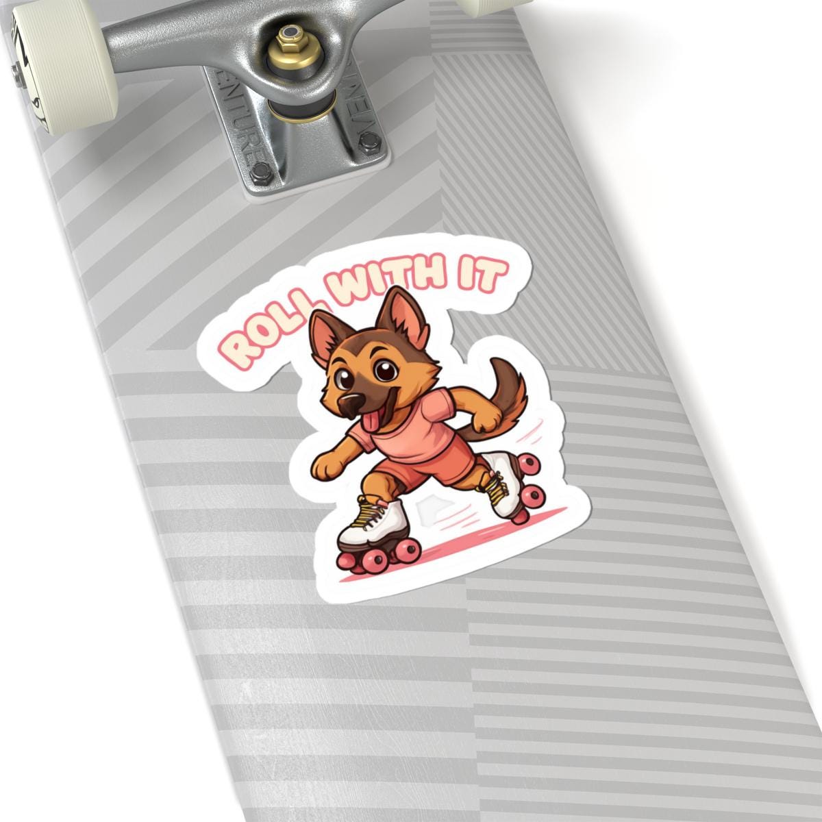 German Shepherd Roller Skating Sticker Roll With It Kiss Cut Sticker ...