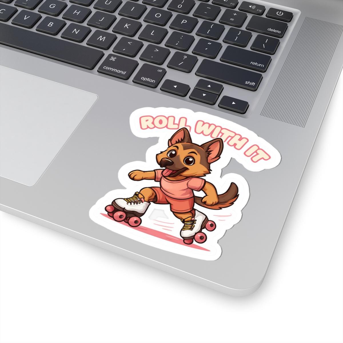 German Shepherd Roller Skating Sticker Roll With It Kiss Cut Sticker ...