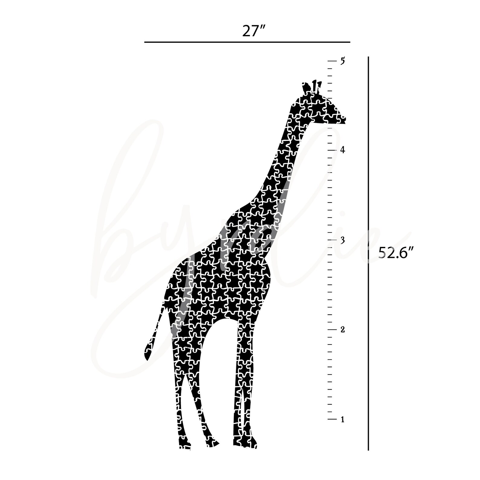 Giraffe Growth Chart Vinyl Wall Decal Large Giraffe Puzzle - Etsy