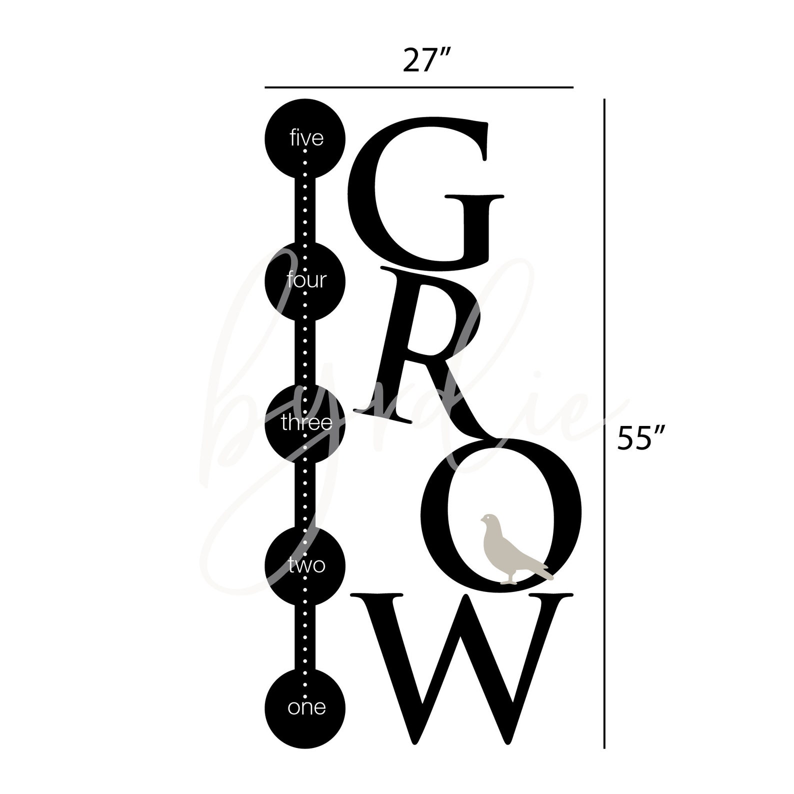 Growth Chart Vinyl Wall Decal GROW Children's Growth - Etsy