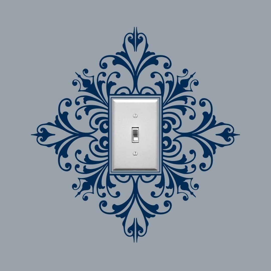 Light Switch Embellishment Vinyl Wall Decal, Scroll Damask Single ...