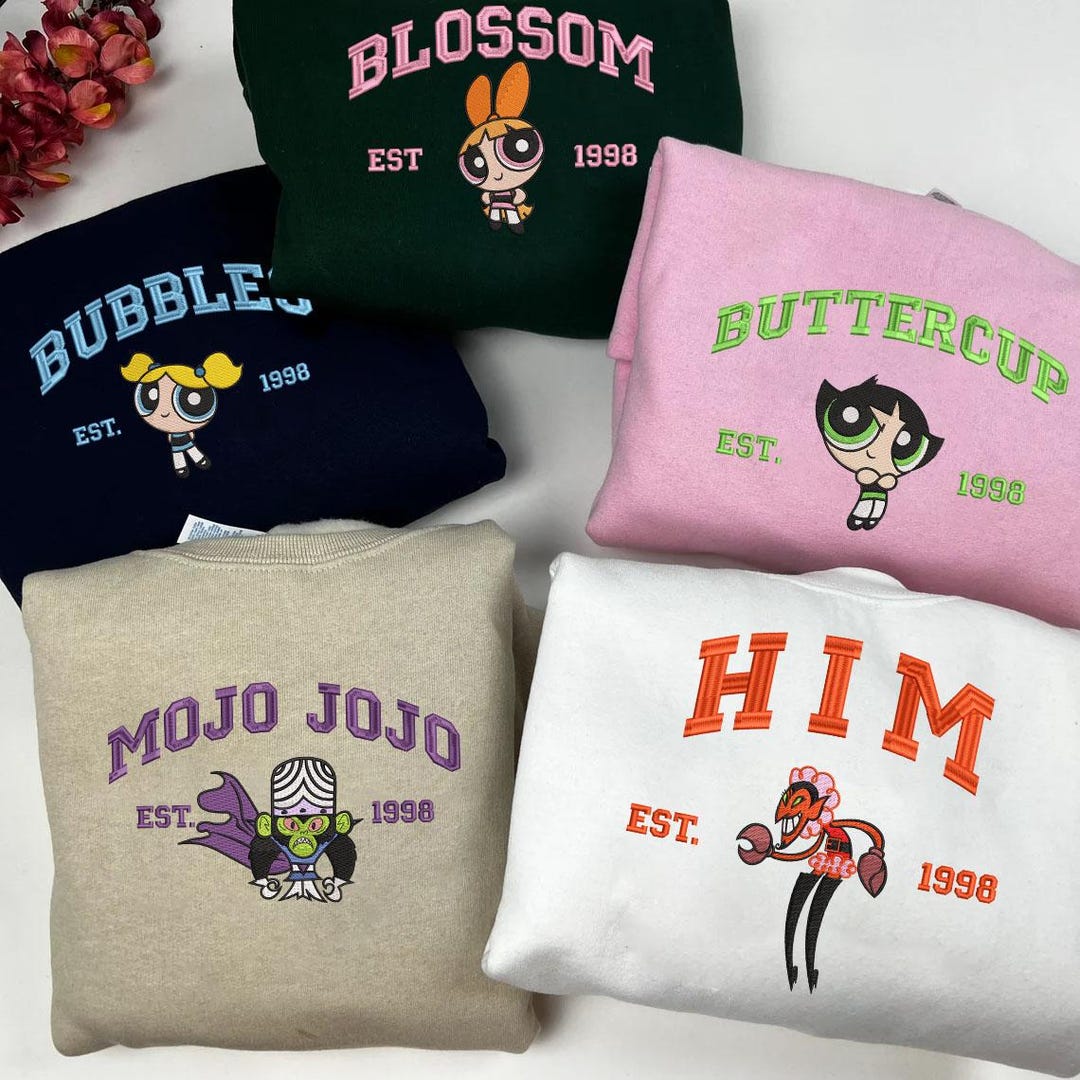 Powerpuff Character Sweatshirt, Cartoon Shirt, Gift for Her, Birthday ...