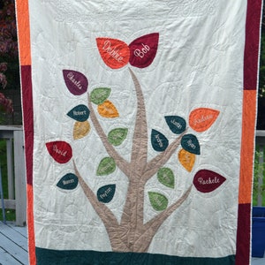 Family Tree Quilt Featuring Hand Appliqued Custom Layout, Colors, and ...