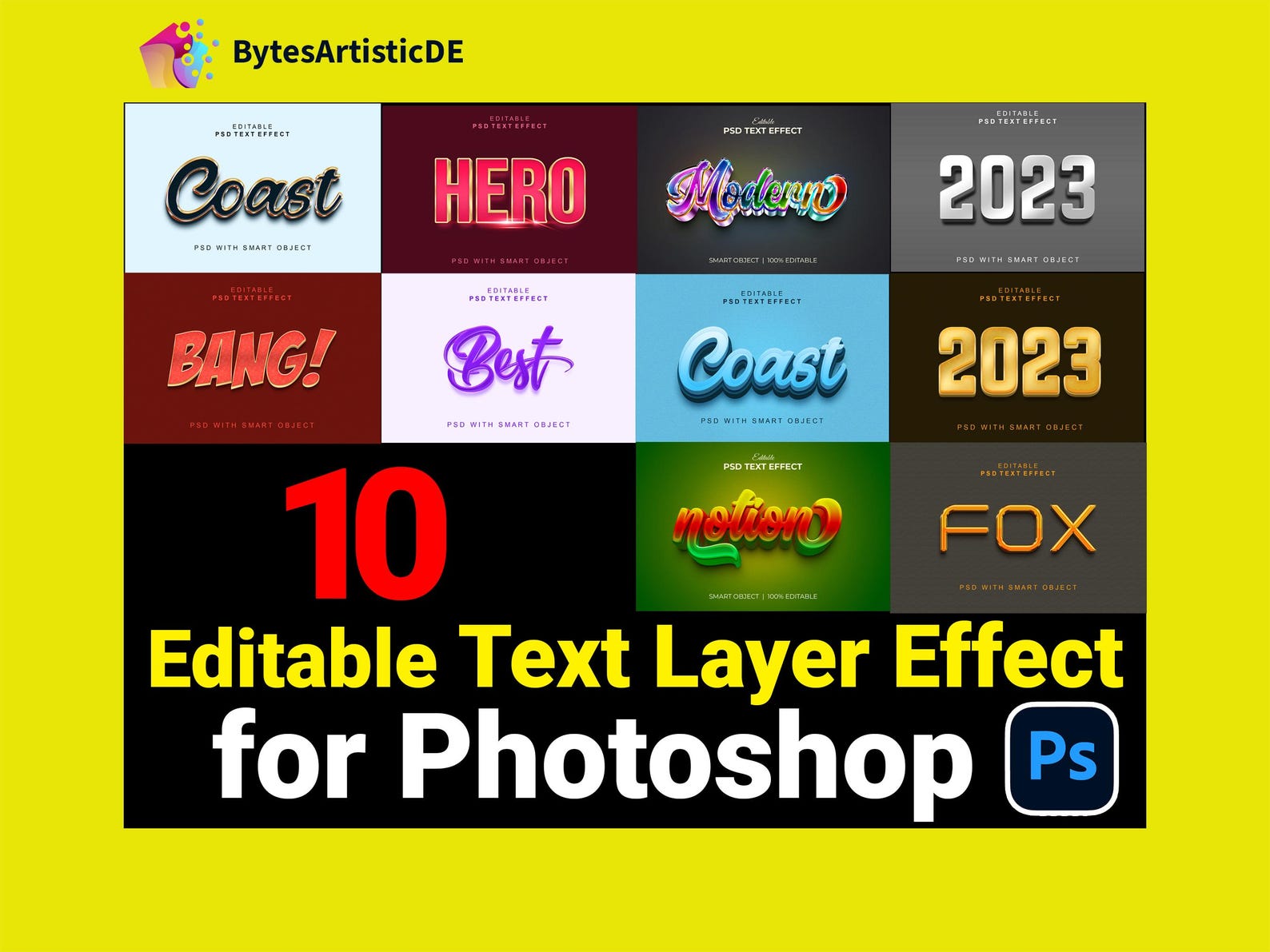 10 Editable Text Layer Effect for Photoshop - Etsy