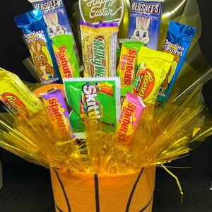 Easter "basketball Themed" Basket Candy Arrangement - Etsy