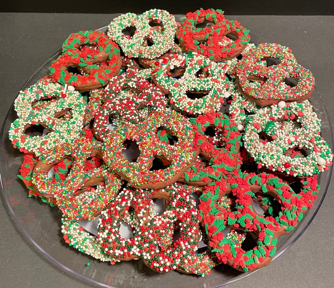 Christmas Chocolate Covered Pretzel Platter: Holiday Sprinkles - Etsy