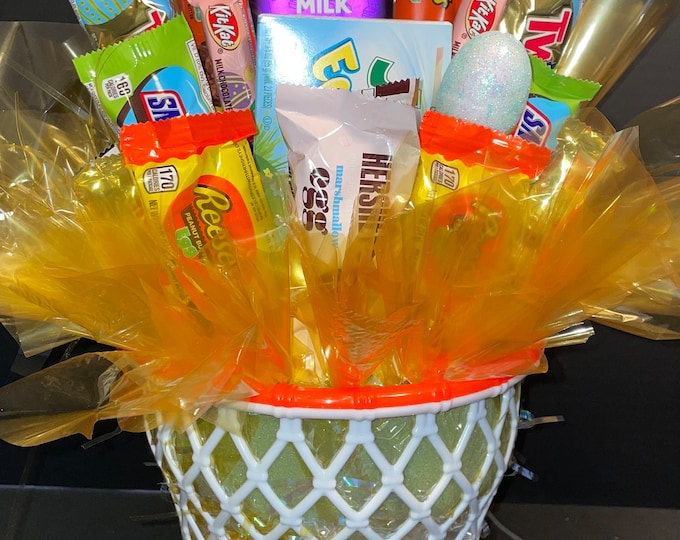 Easter "basketball Themed" Basket Candy Arrangement - Etsy