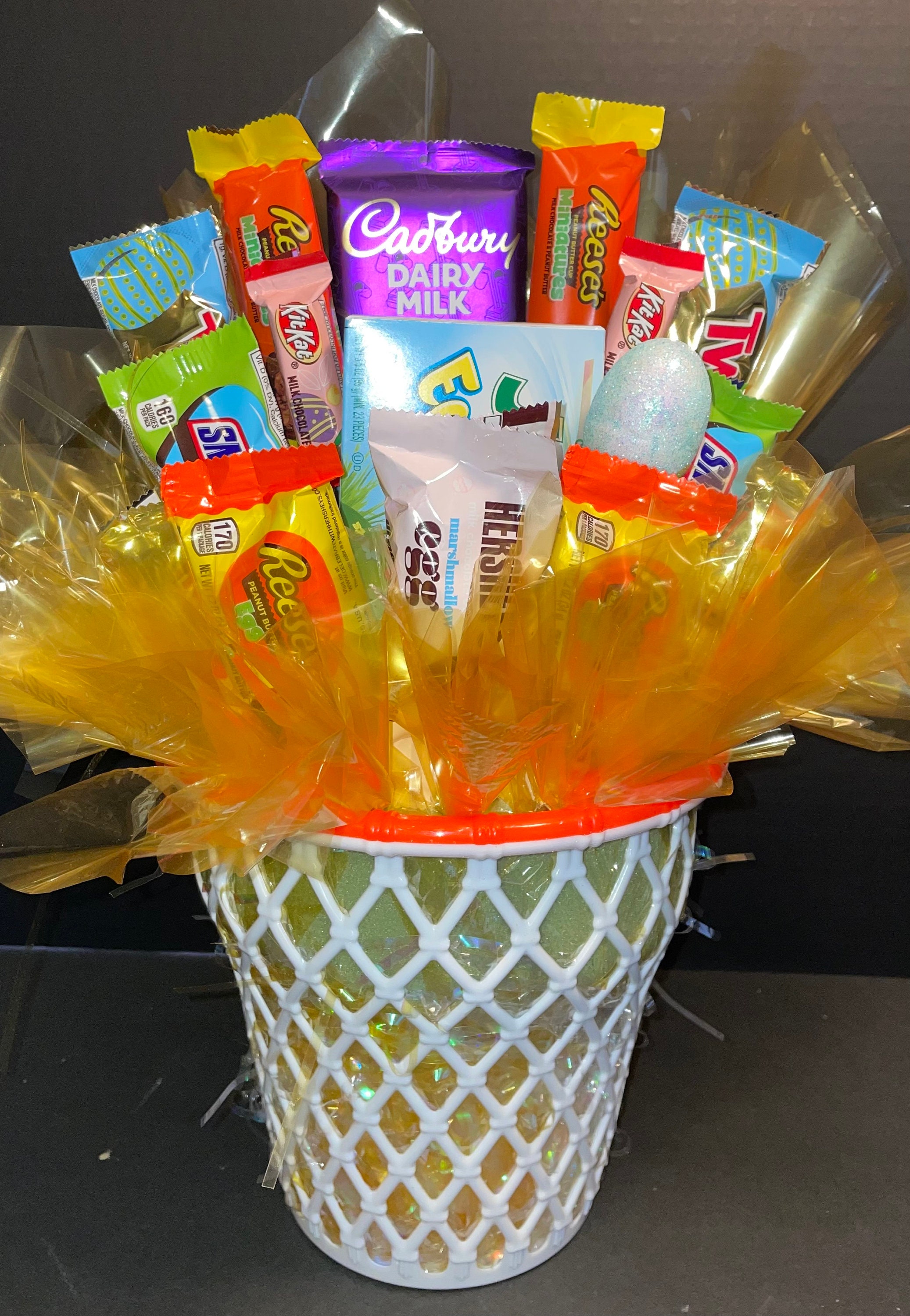 Easter "basketball Themed" Basket Candy Arrangement - Etsy