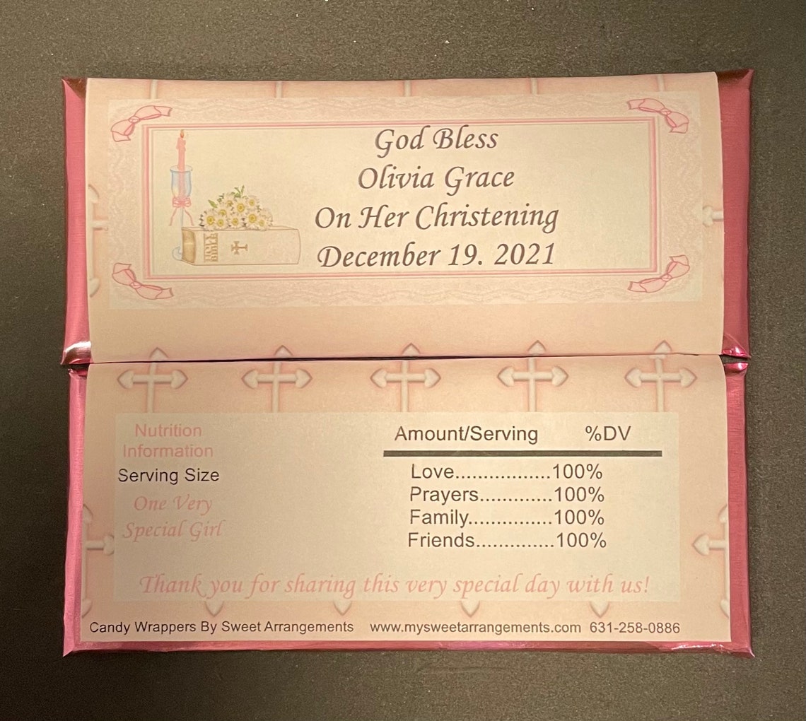 Girl Christening Favor Christening Candy Wrapper Christening - Etsy