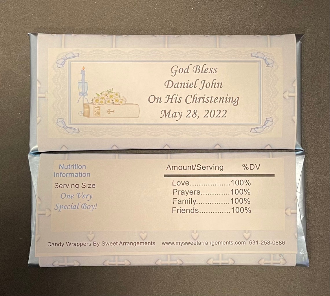 Boy Christening Favor Christening Candy Wrapper Christening - Etsy