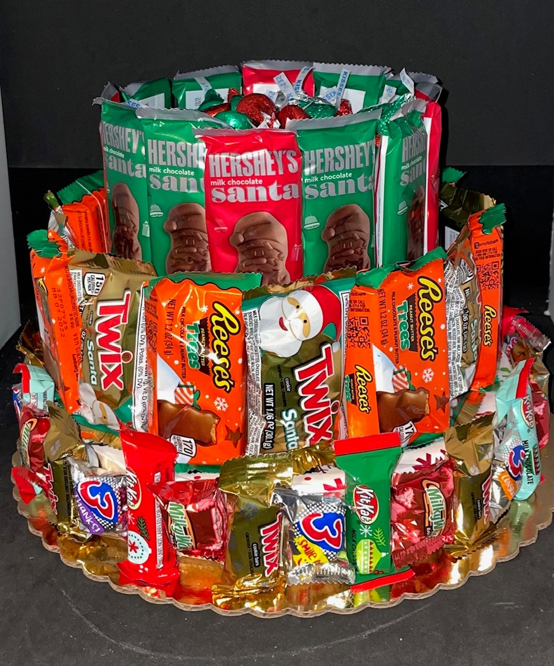 Christmas 3 Tier Candy Bar Cake, Candy Bar Cake, Christmas Cake - Etsy