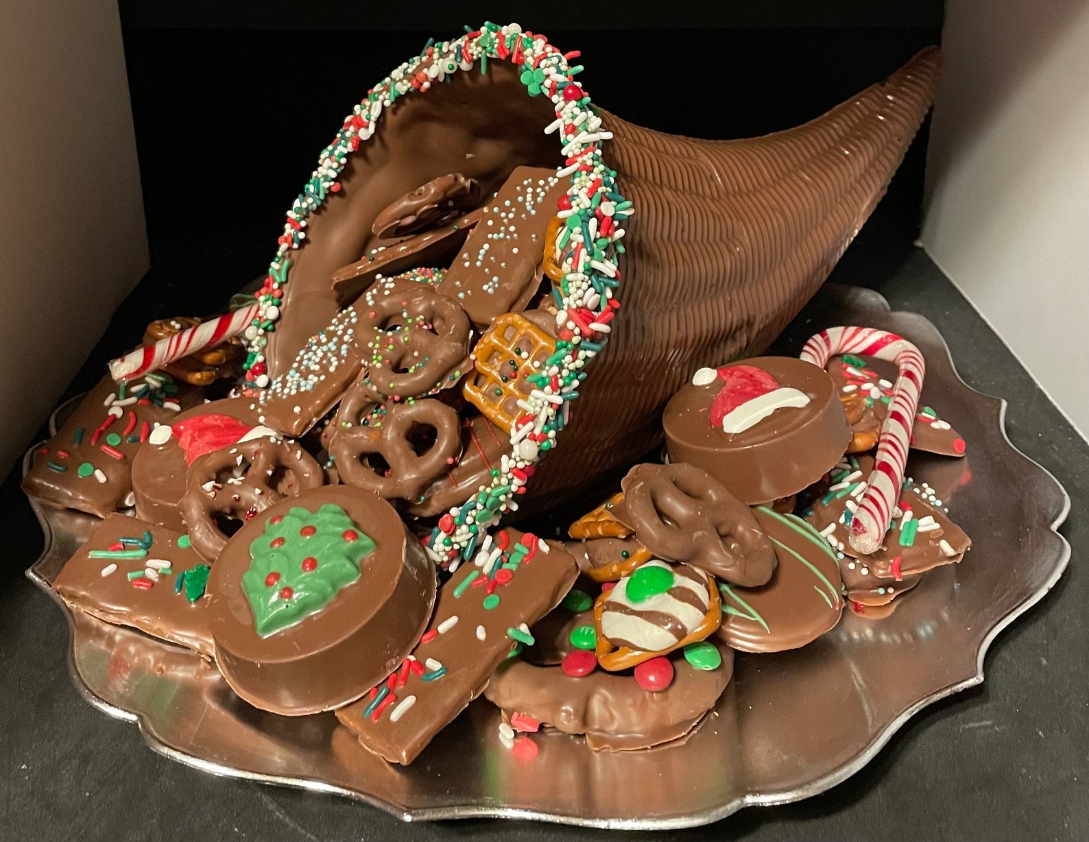 Christmas Chocolate Cornucopia, Chocolate Cornucopia - Etsy