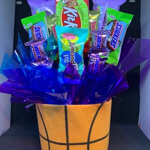 Easter "basketball Themed" Basket Candy Arrangement - Etsy