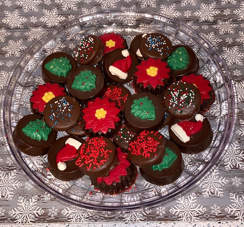 Christmas Chocolate Covered Oreo Platter: Festive Holiday Cookies - Etsy