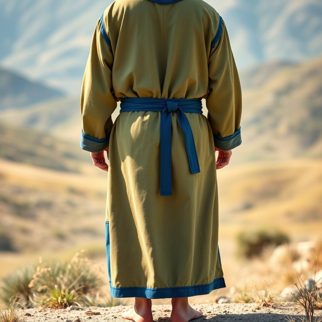 Medieval Men's Kimono Style Robe | Green and Blue Full-length Wrap ...