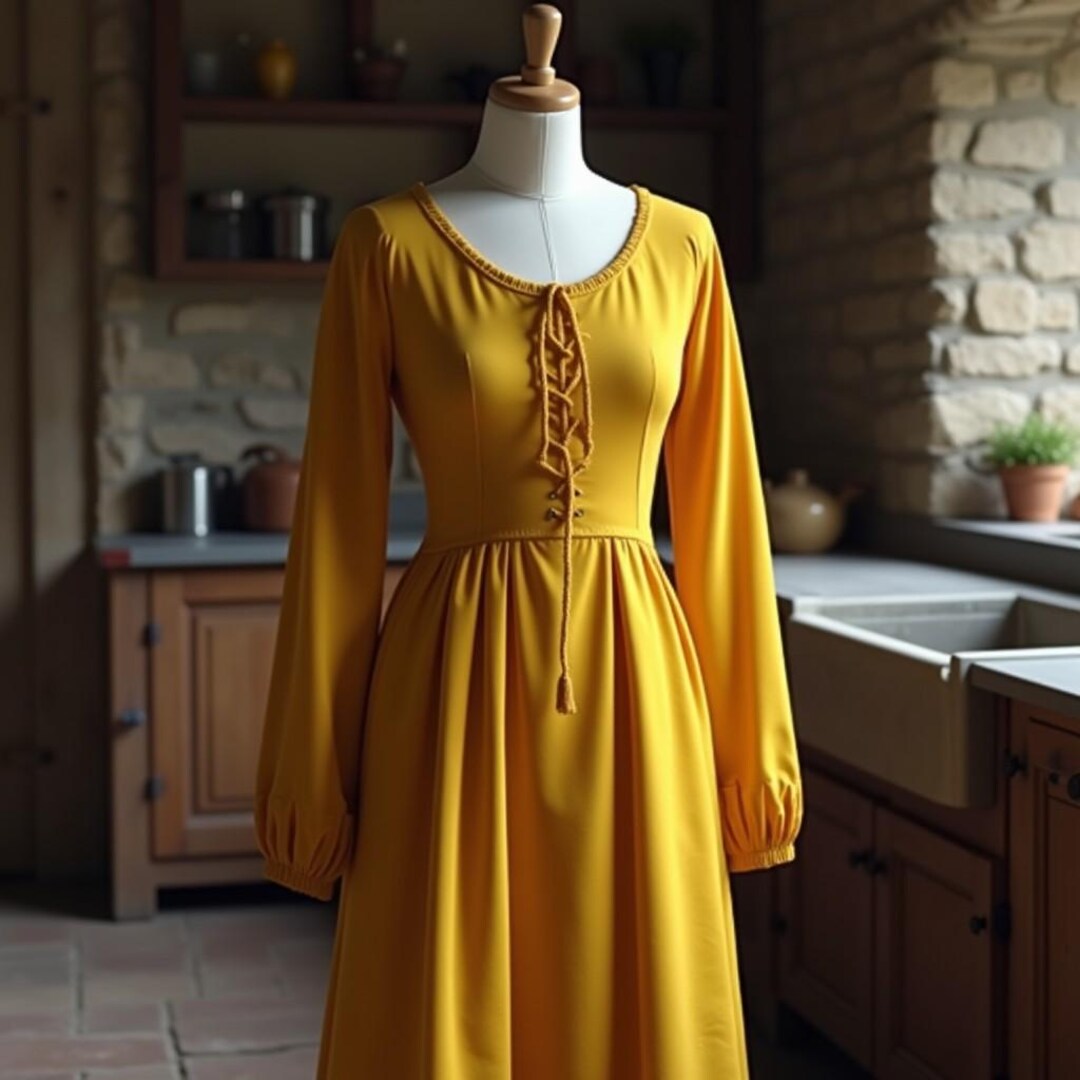 Sunny Yellow Renaissance Dress Digital Pattern | Downloadable Sewing ...