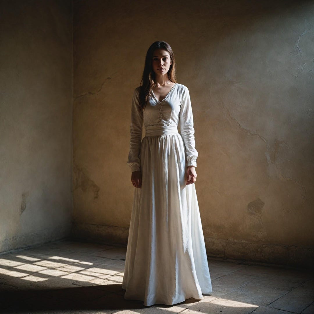 Simple Ivory Renaissance Gown |long Sleeve Medieval Peasant Dress ...