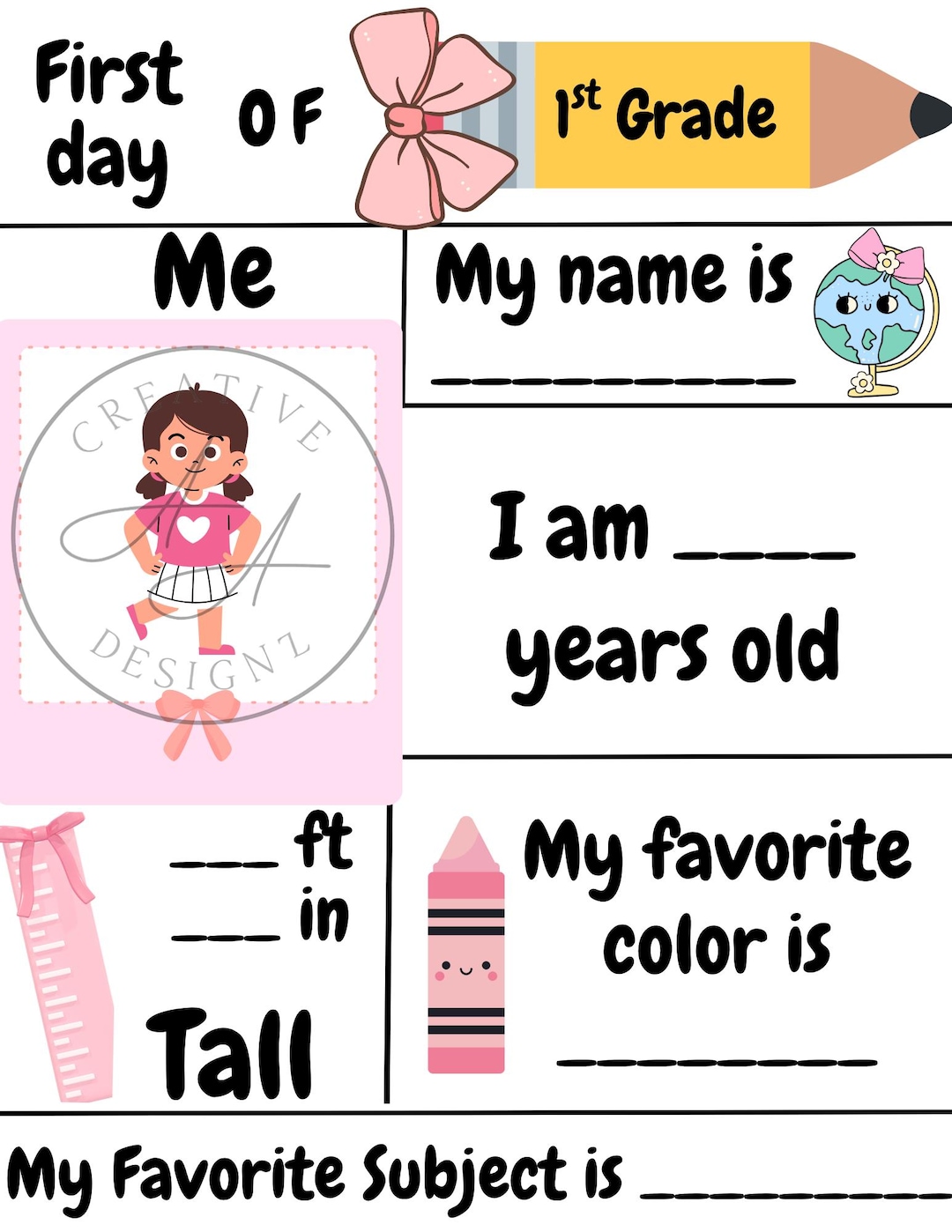 All About Me First Day of School - Etsy
