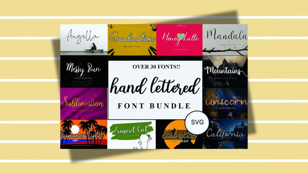 Handlettered Font Bundle | Retro Font | Groovy Fonts | Cricut Font ...