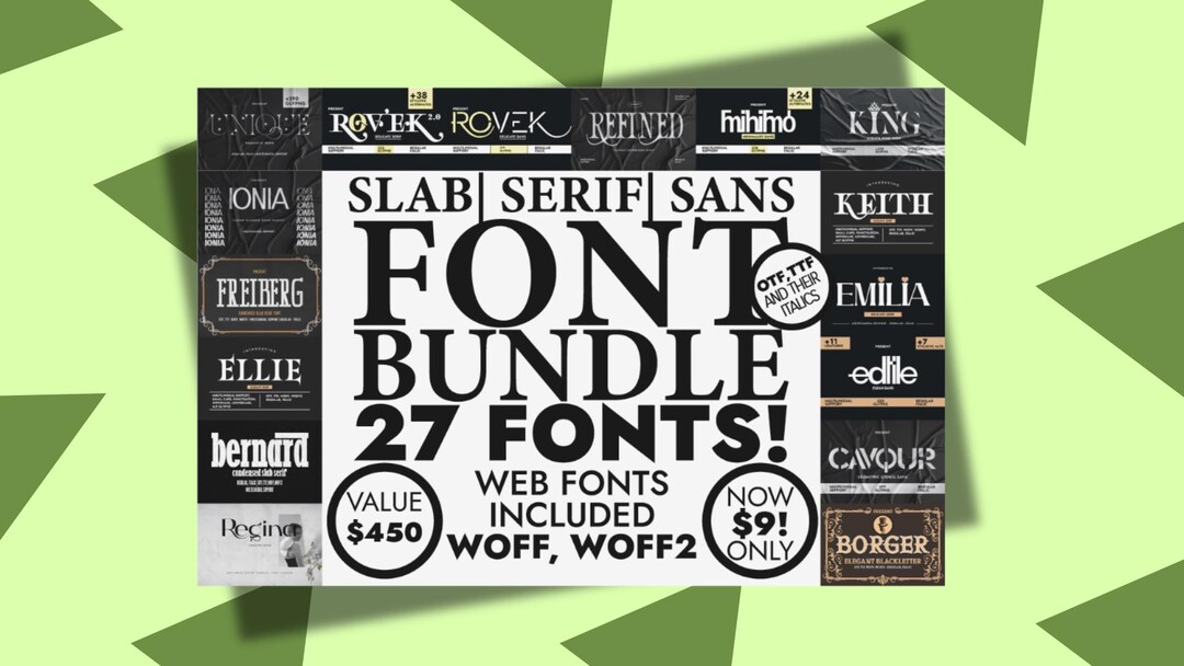 Slab, Serif and Sans Serif Font Bundle, Vintage Canva Fonts, Cricut ...