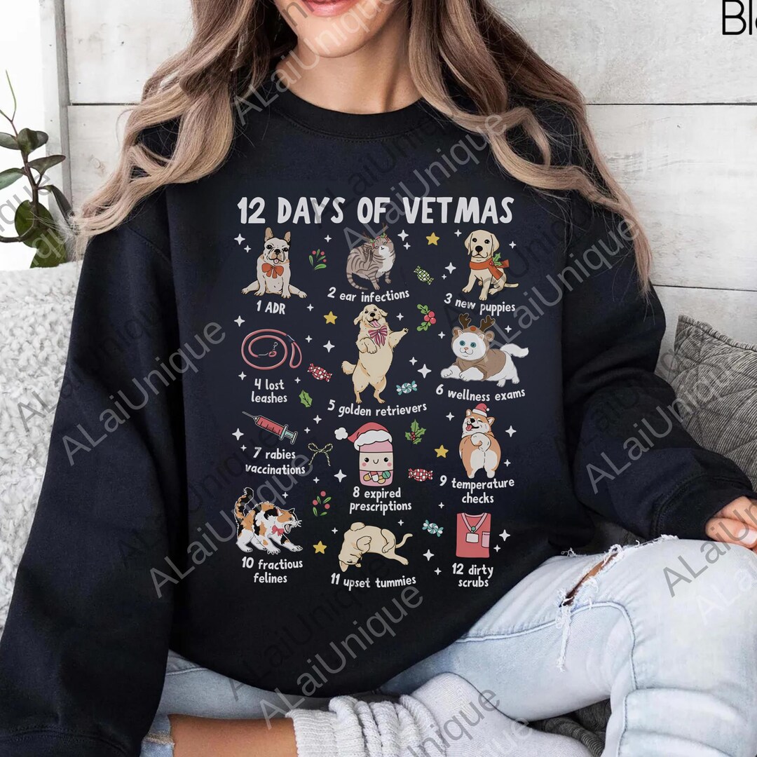 Funny 12 Days of Vetmas Png, Funny Vet Xmas Png, Vet Tech Holiday ...