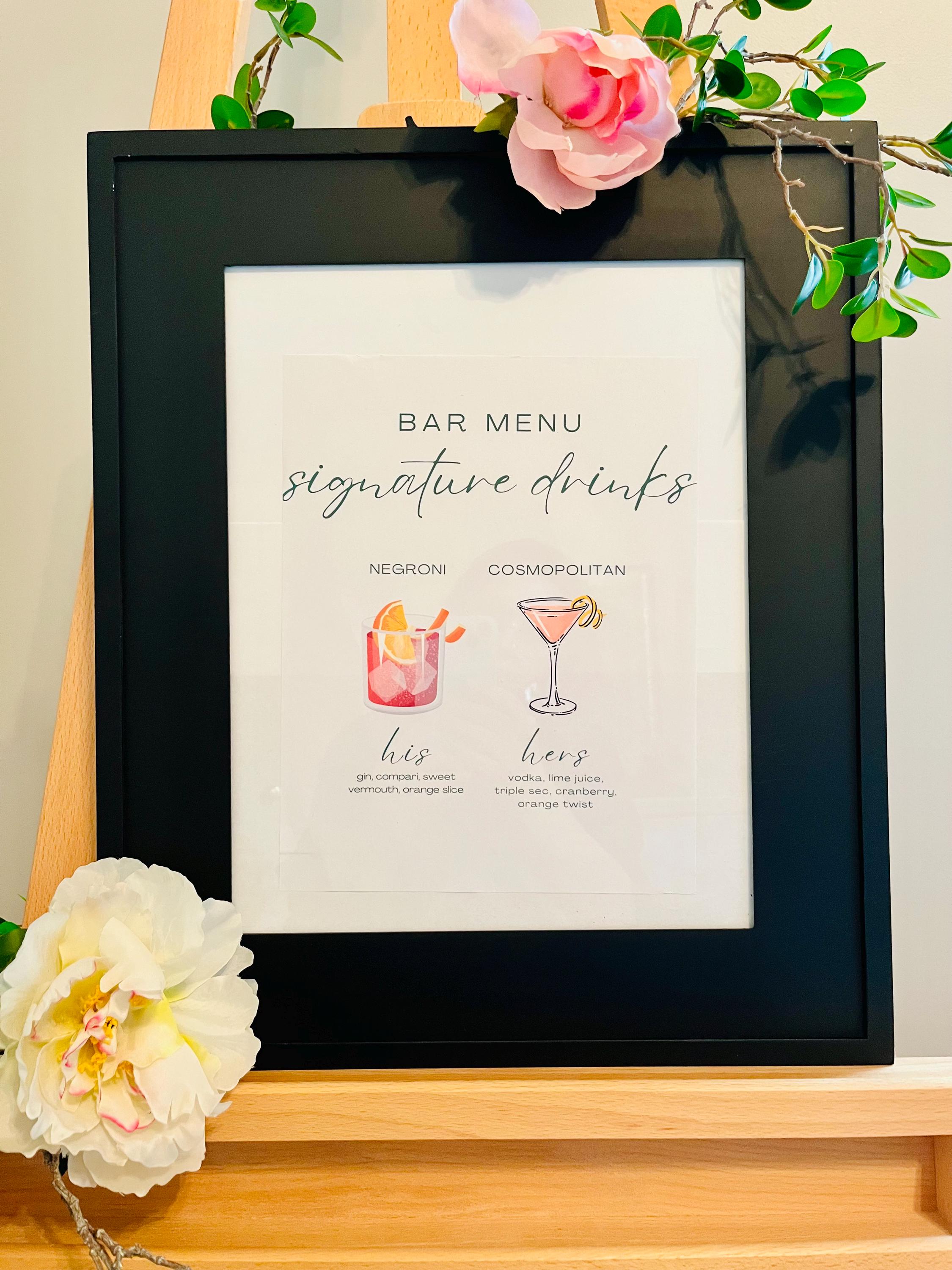 EDITABLE PDF Wedding, Signature Drink Sign, Editable Menu, Printable ...