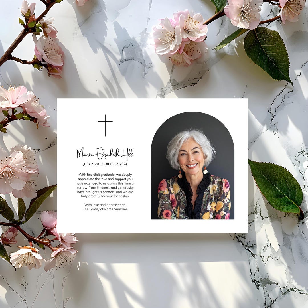 Elegant Funeral Appreciation Card: Personalised Sympathy Gratitude Note ...