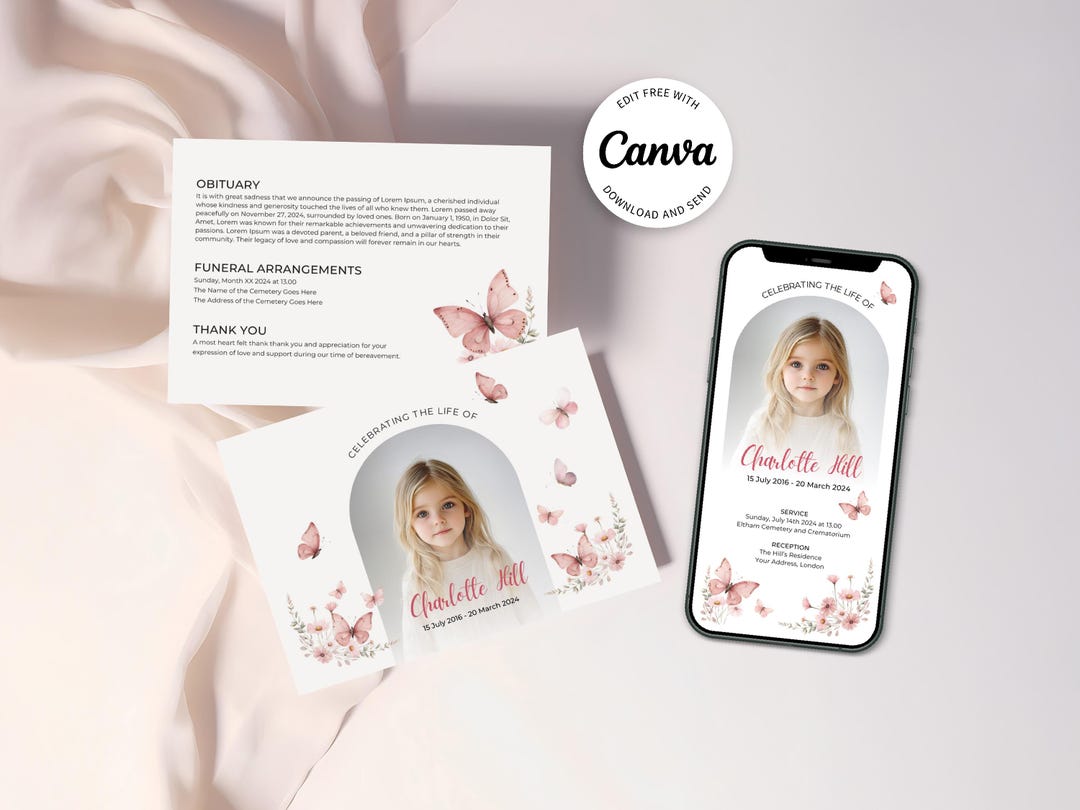 EDITABLE Child Celebration of Life Printable Digital Download Bundle ...