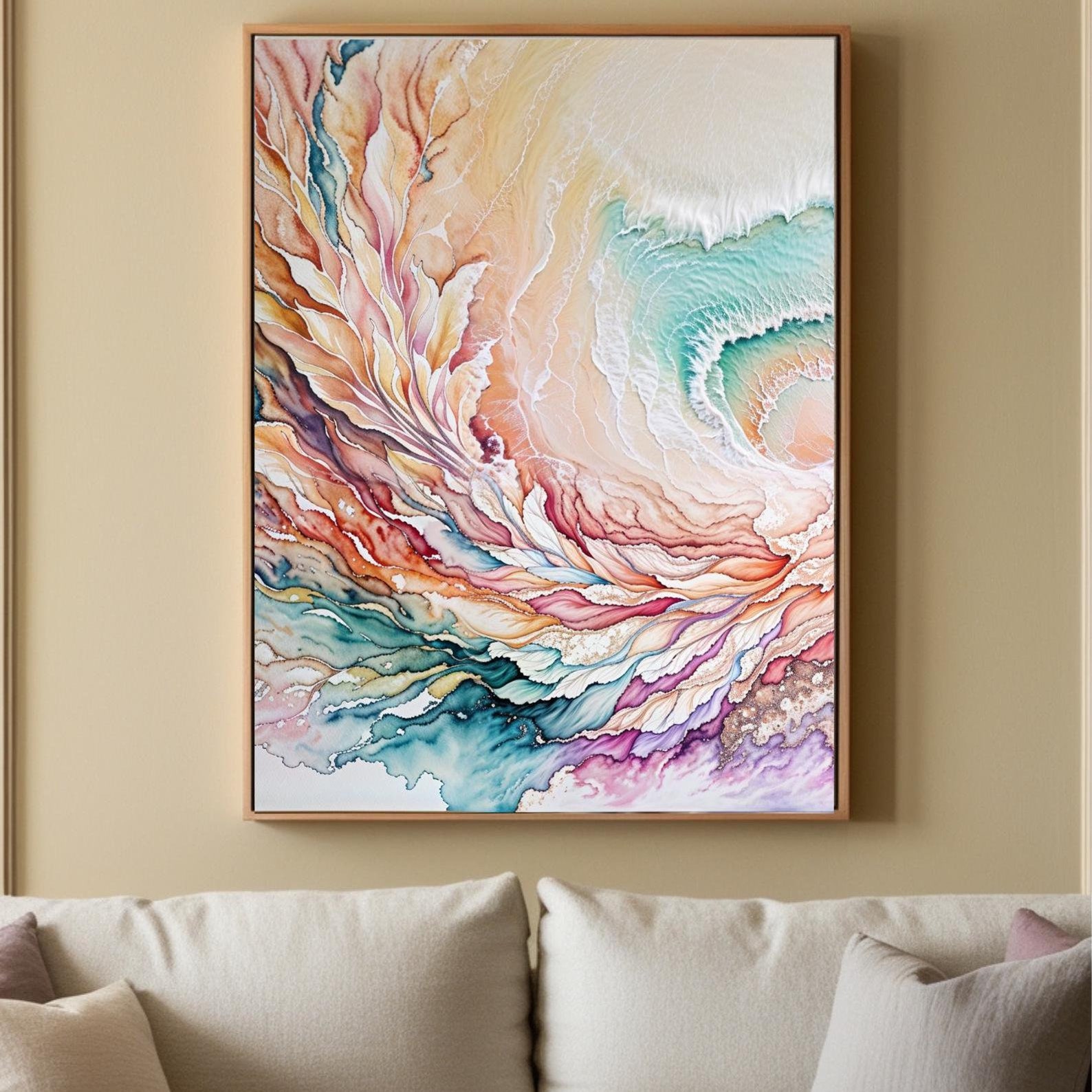 Printable Watercolor Abstract Pastel Art Print Coastal-inspired Wall ...