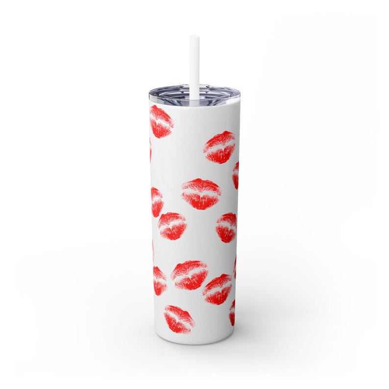 Skinny Tumbler, Lipstick Kiss Valentine Gift, 20oz, Love Cup, Romantic ...